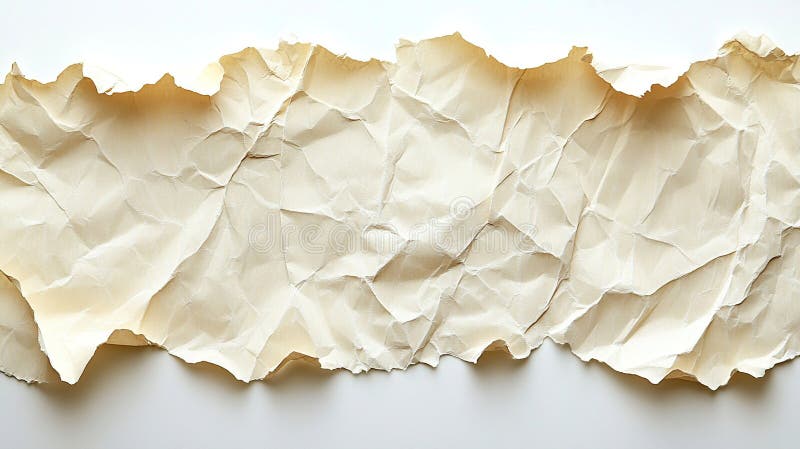 Crumpled, Off-white Paper Texture with Torn Edges on a White Background ...