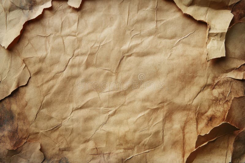 Crumpled Old Brown Paper Sheet with Torn and Stained Edges Creating a ...