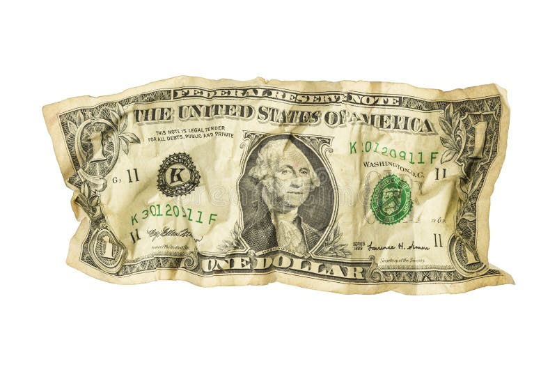 Crumpled One Dollar Bill stock photo. Image of success - 25800400