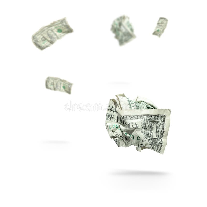 Crumpled One Dollar Bills. the Flying Dollar Notes Stock Illustration ...
