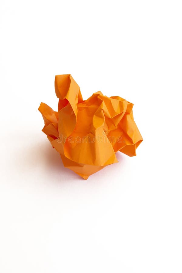 Crumpled Orange Paper Isolated on White. Copyspace Stock Image - Image ...