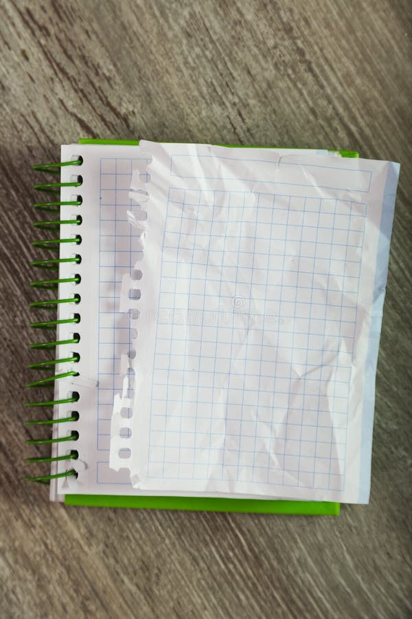 Crumpled Page Notebook on Table Stock Photo - Image of turn, white ...