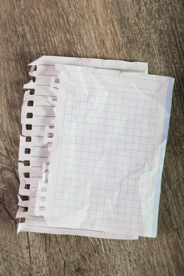 Crumpled Page Notebook on Table Stock Photo - Image of turn, white ...