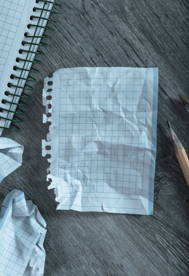 Crumpled Pages and Notebook Stock Photo - Image of list, letter: 156947246