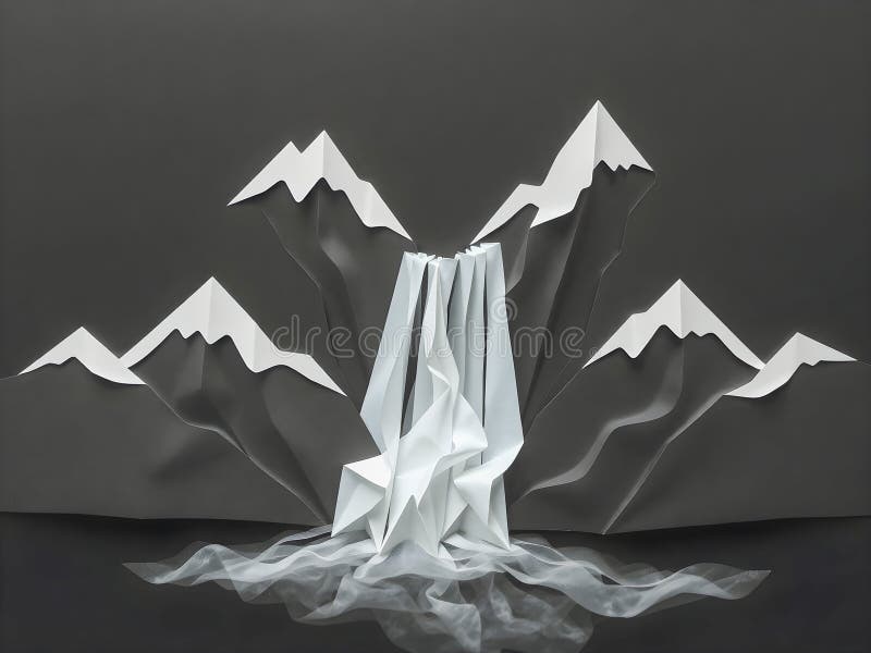 Crumpled Paper on the Background of Mountains Stock Illustration ...