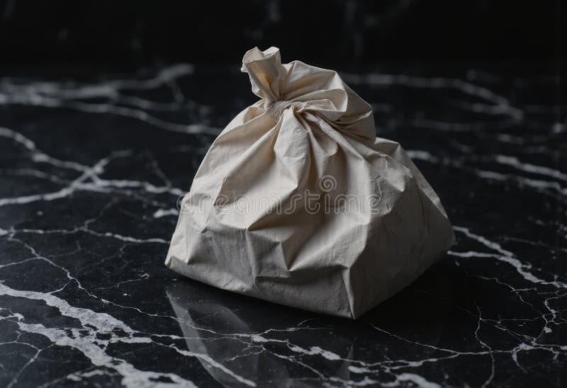 Crumpled Paper Bag on a Dark Marble Surface Stock Image - Image of ...
