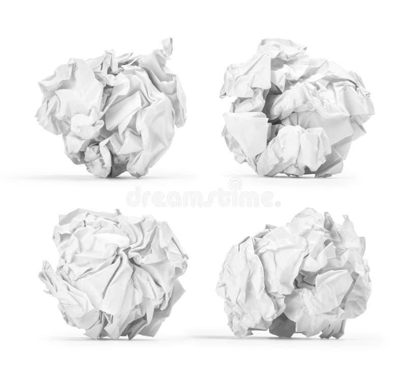 Crumpled Paper Ball Isolated Stock Image - Image of background, salute ...