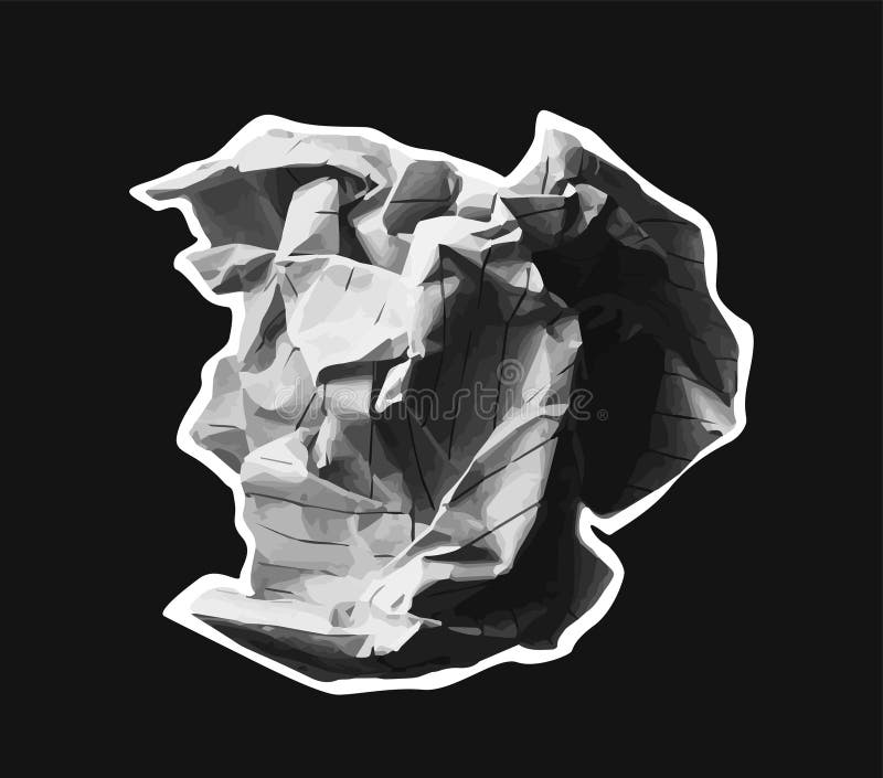 Crumpled Paper Ball Isolated on Black. Vector Illustration Stock Vector ...