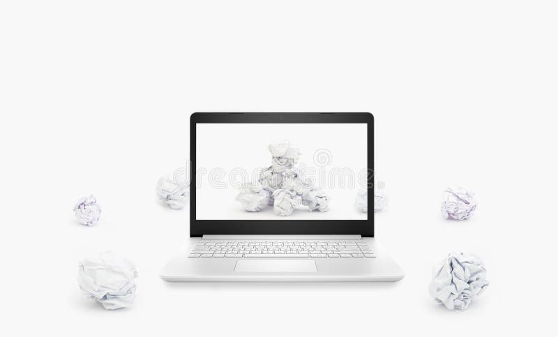 Crumpled Paper Balls Carry Out through the Screen Stock Photo - Image ...
