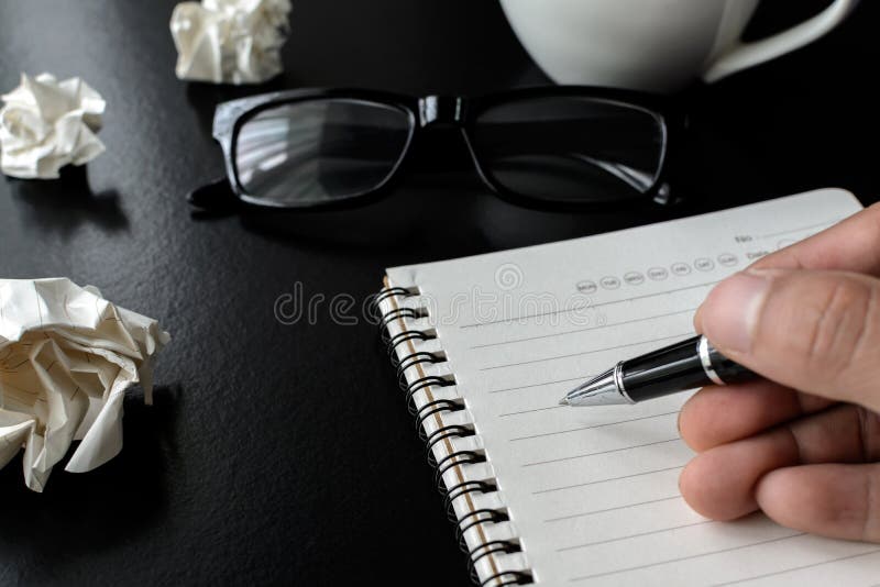 Crumpled Paper Balls Eye Glasses Blank Notebook Stock Photos - Free ...