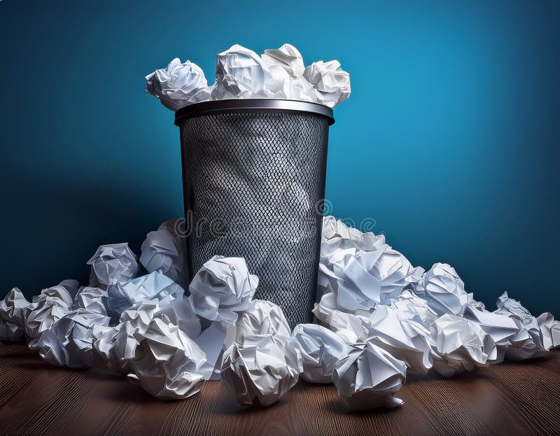 Crumpled Paper Balls Overflowing from a Trash Can As a Sign of ... Crumpled Paper Balls Overflowing from a Trash Can As a Sign of ...