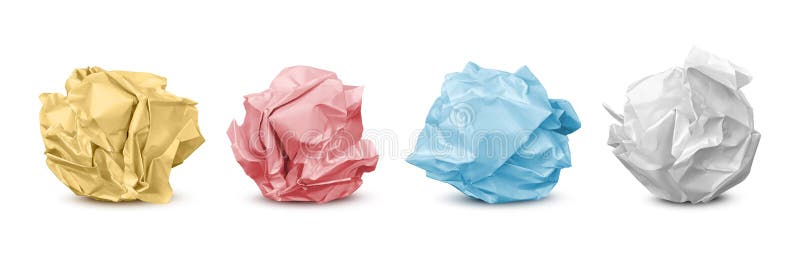 Crumpled Paper Balls in Row, Failed Idea on Note Stock Vector ...