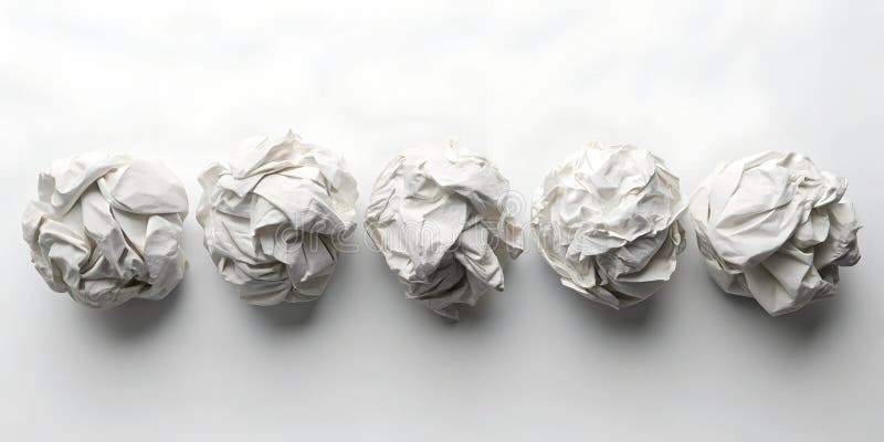 Crumpled Paper Balls Symbolizing Discarded Ideas on White Background ...