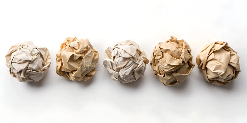 Crumpled Paper Balls Symbolizing Discarded Ideas on White Background ...