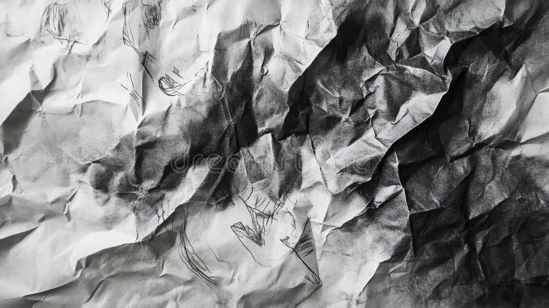 Crumpled Paper with Charcoal and Ink Drawing Stock Illustration ...