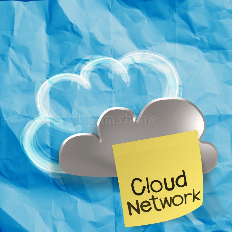 Crumpled Paper Cloud Computing Diagram As Concept Stock Illustration ...