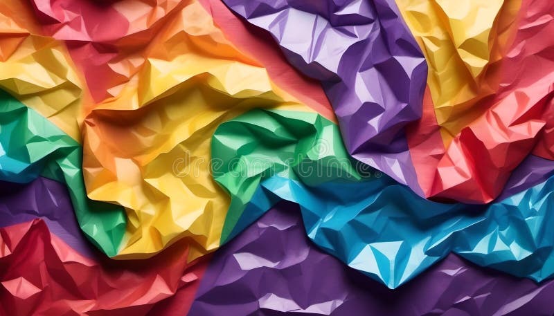 Crumpled Paper Colorful Rainbow Website Header Design, AI Generated ...