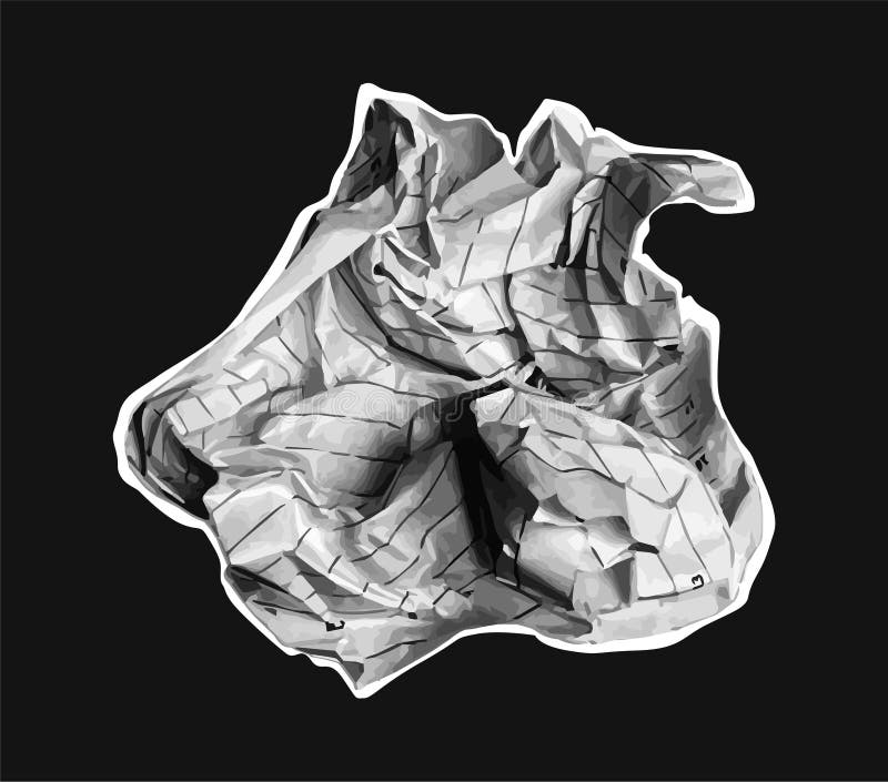 Crumpled Paper on Dark Background. Vector Illustration Stock ...