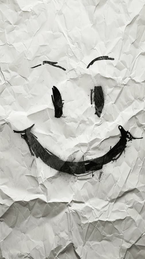 Crumpled Paper with a Drawn Smiley Face Stock Photo - Image of emotion ...