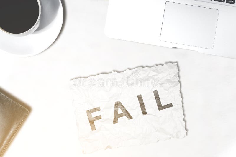 Crumpled Paper with Fail Text Stock Photo - Image of bankruptcy ...