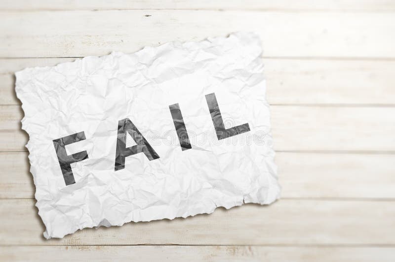 Crumpled Paper with Fail Text Stock Photo - Image of solution ...