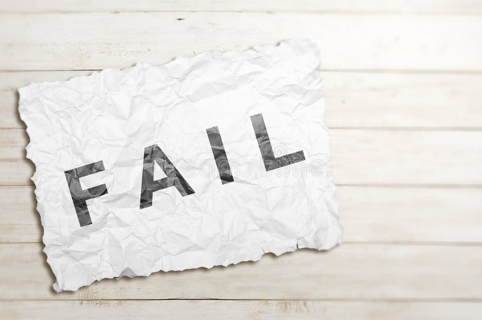 Crumpled Paper with Fail Text Stock Photo - Image of solution ...