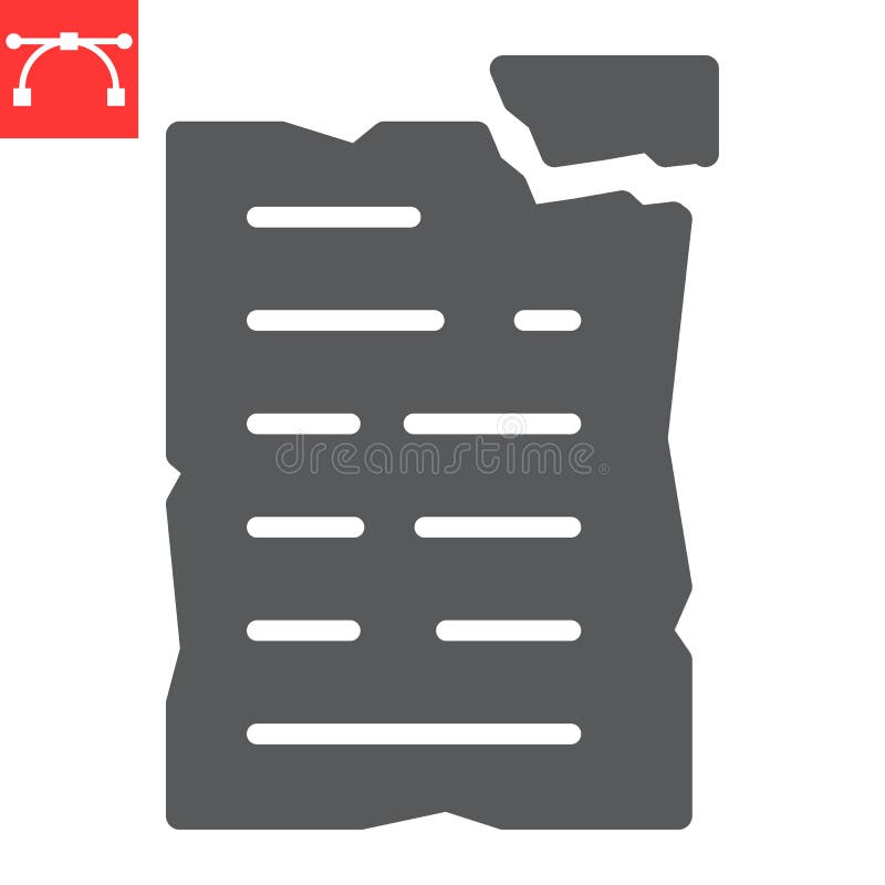 Crumpled Paper Glyph Icon, Recycle and Ecology, Paper Waste Vector Icon ...