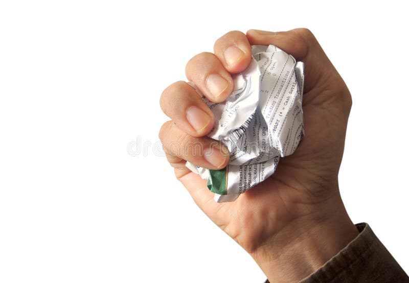 Man Crumpling Paper Against White Background. Generating Idea Stock ...