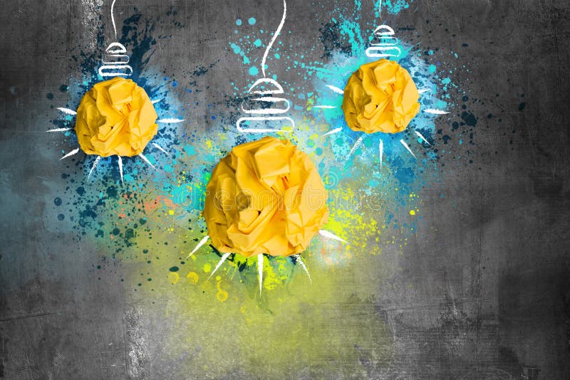 Crumpled paper light bulbs stock illustration. Illustration of ...