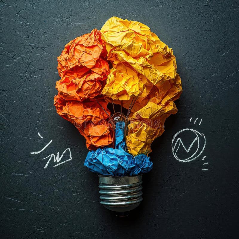 Crumpled Paper Lightbulb Idea Stock Image - Image of bright, growth ...