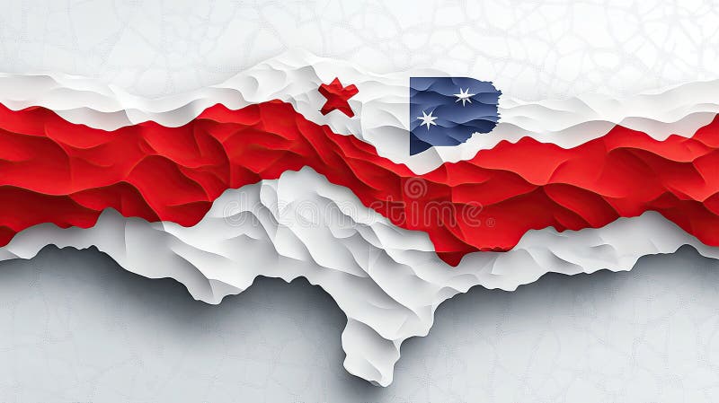 Crumpled Paper Map of a Region with a Flag Design Stock Photo - Image ...