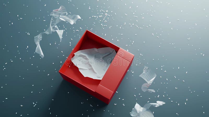 Crumpled Paper in a Red Gift Box on a Dark Background, Generative AI ...