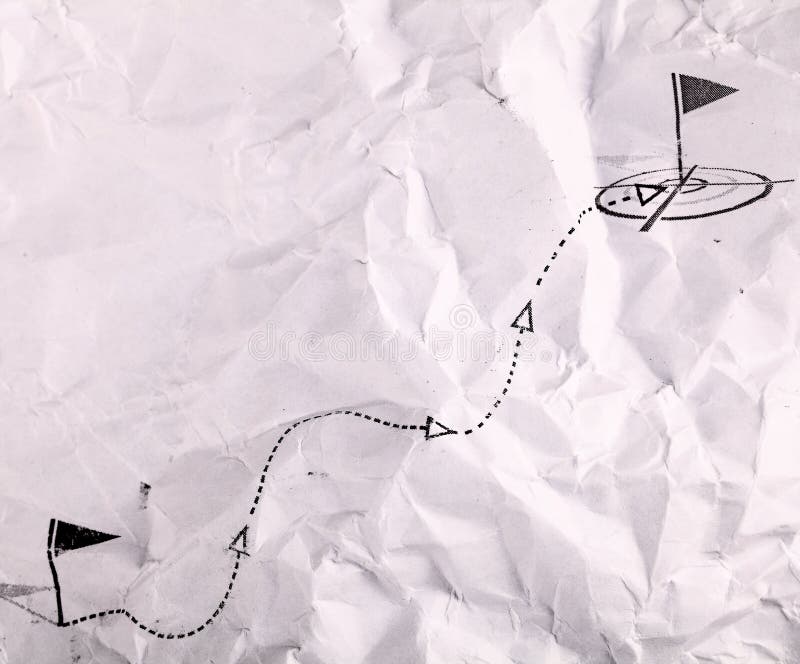 Crumpled Paper with Scheme Way. Stock Illustration - Illustration of ...