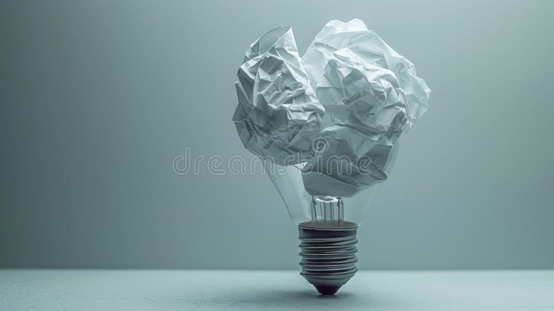 Crumpled Paper Sheet Inside a Drawn Light Bulb Stock Photo - Image of ...