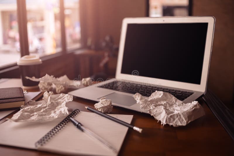 Crumpled Paper on Table. Concept of No Idea Stock Image - Image of ...