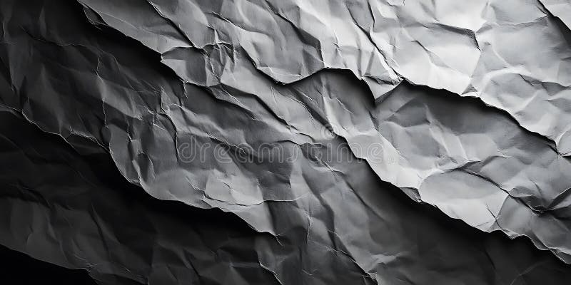 Crumpled Paper Texture Abstract Black and White Background Stock ...