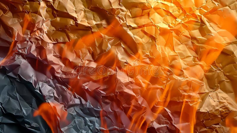 Crumpled Paper Texture with Flames, Abstract Background. Creativity and ...