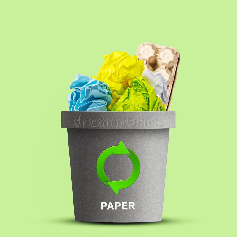 Crumpled Paper in the Trash Can. Garbage Sorting Concept. Waste ... Crumpled Paper in the Trash Can. Garbage Sorting Concept. Waste ...