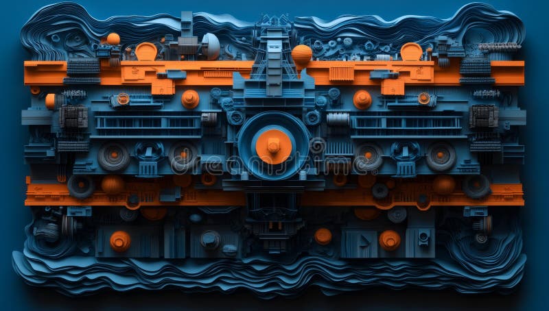 A Crumpled Paper Wave Supports an Oil Rig at Its Crest Stock Photo ...