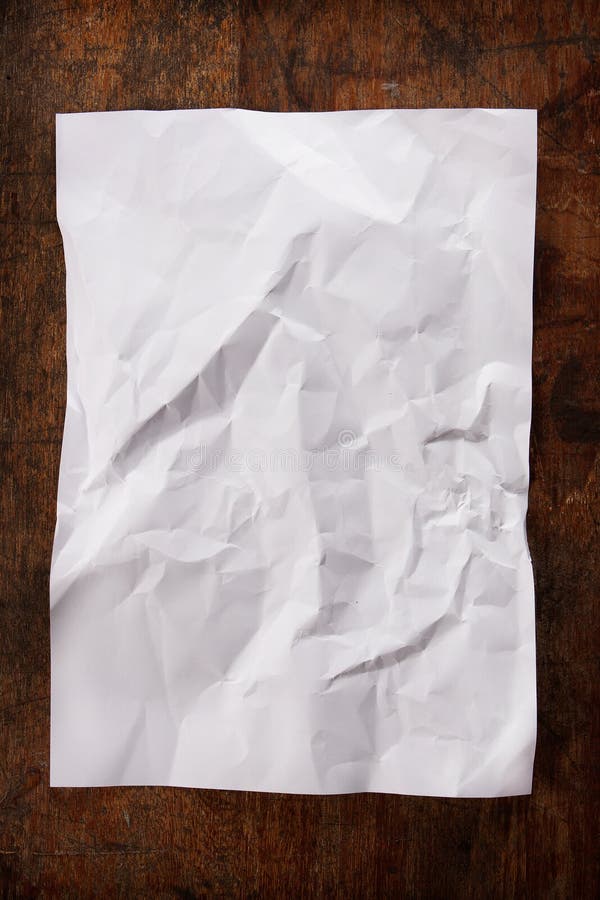 Crumpled Paper on Wood Table Stock Image - Image of note, space: 25552753