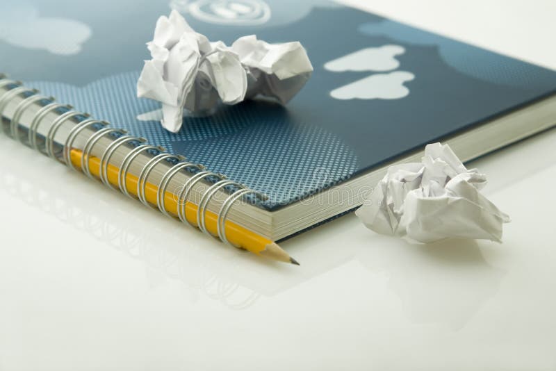 Crumpled Papers and Notebook Stock Image - Image of damaged, stress ...