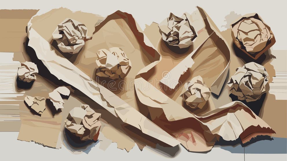 Crumpled Parchment Paper Creating Textured Pattern on White Background ...