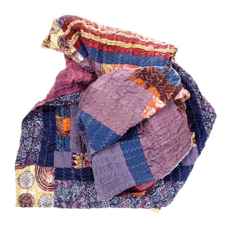 Crumpled Patchwork Scarf from Purple Silk Fabrics Stock Image - Image ...