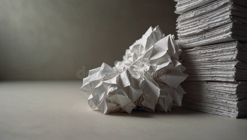 A Crumpled Piece of Paper on a Desk: a Discarded Idea, Representing ...