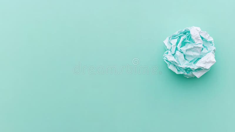 A Crumpled Piece of Paper on a Light Blue Background. Stock Image ...