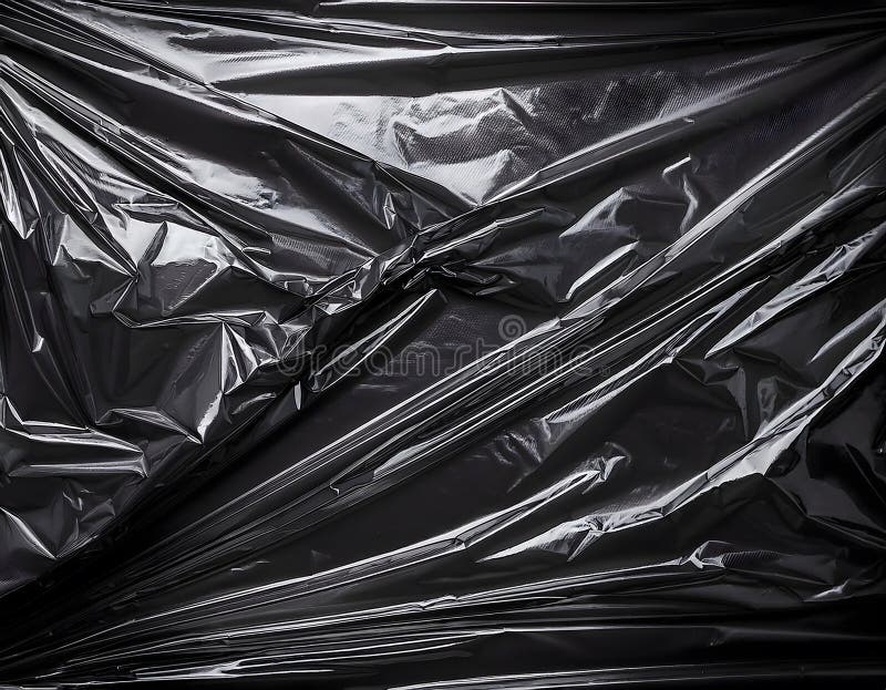 Crumpled Plastic Foil. Transparent Shiny Plastic Foil Texture Stock ...