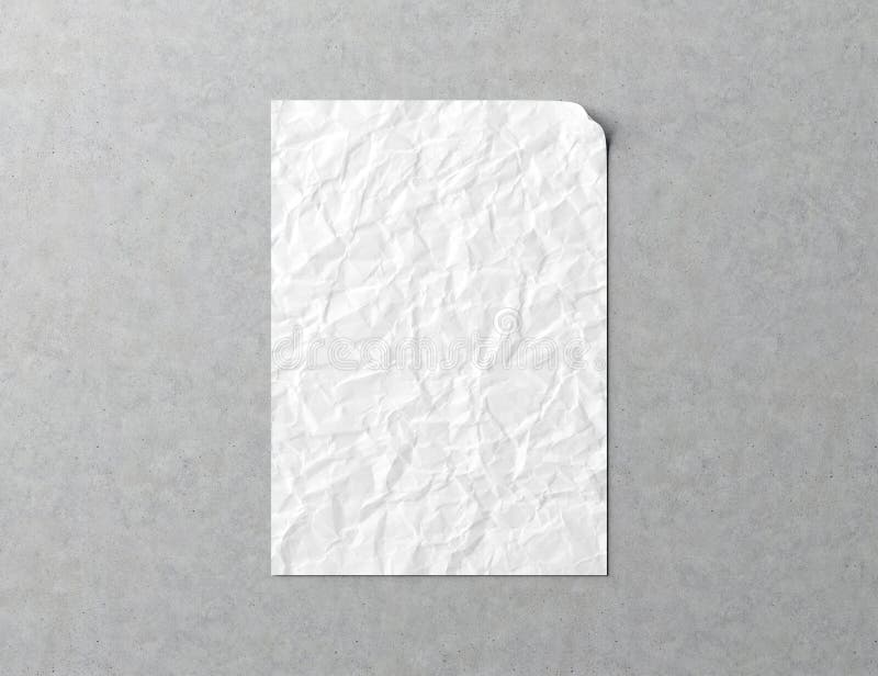 Crumpled Poster Isolated on Concrete Background Mockup 3D Rendering ...