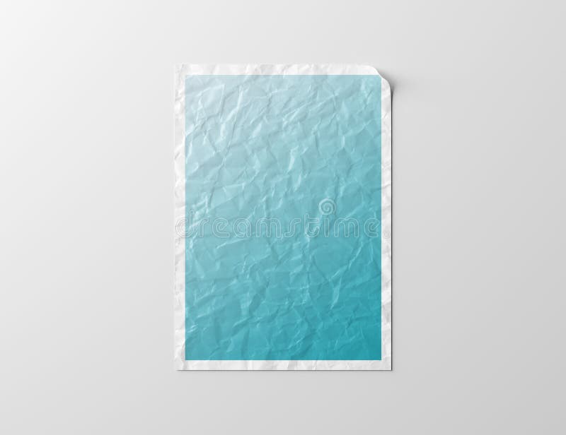 Crumpled Poster Isolated on White Background Mockup 3D Rendering Stock ...