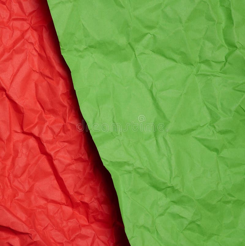 Crumpled Red and Green Paper Sheets, Paper Texture. Background for ...