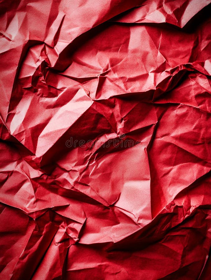 Crumpled Red Paper Texture Background Deep Red Creased Sheet for Design ...